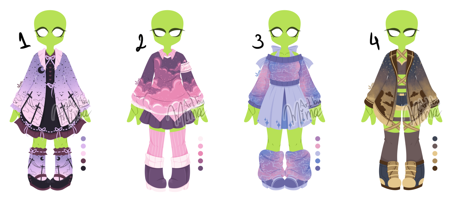 [3/4 open] Sunset-themed Outfit Adopts by @Mima – Sheezy.Art