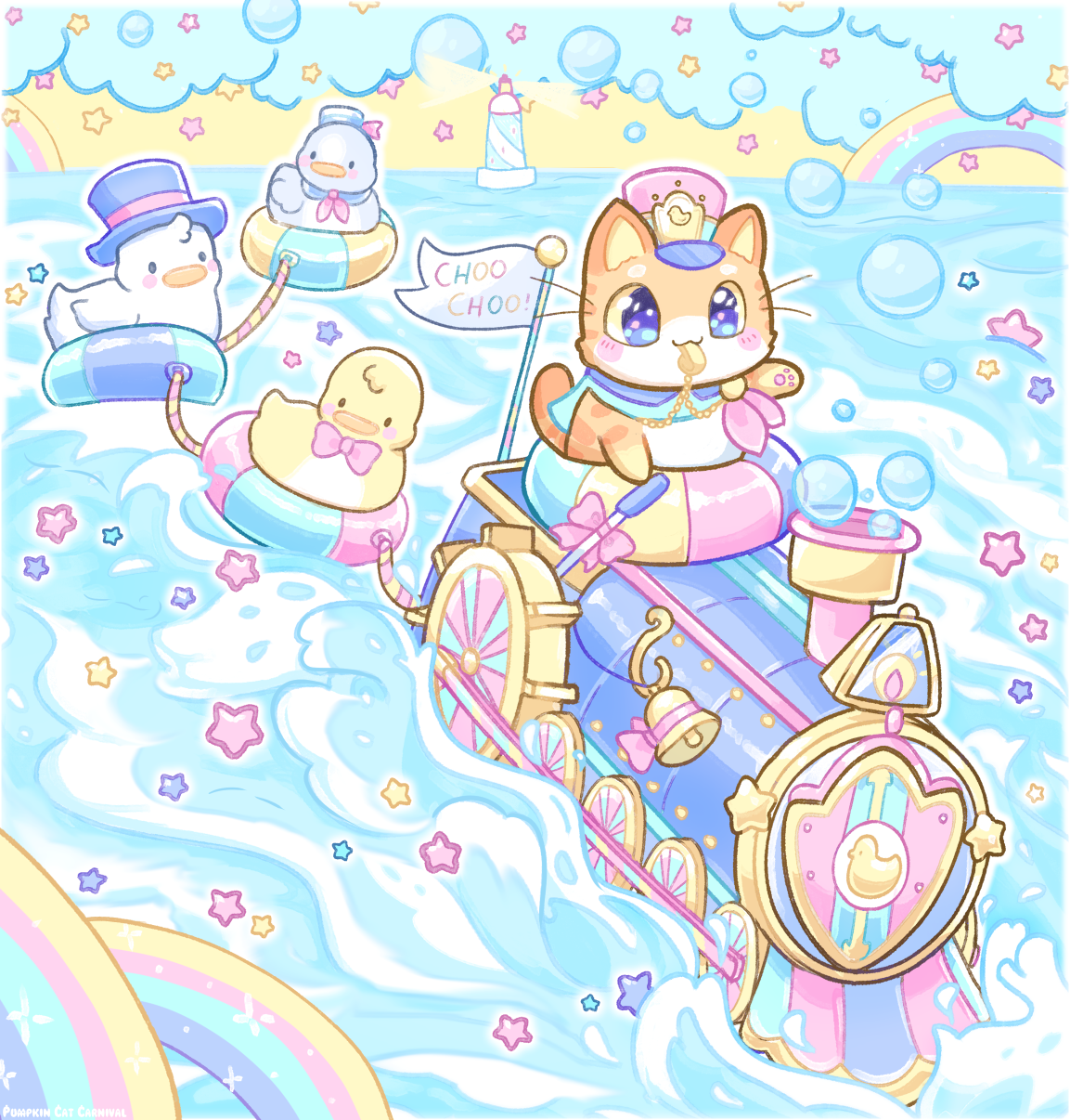 Choo Choo Ferry Kitty by @PumpkinCatCarnival – Sheezy.Art