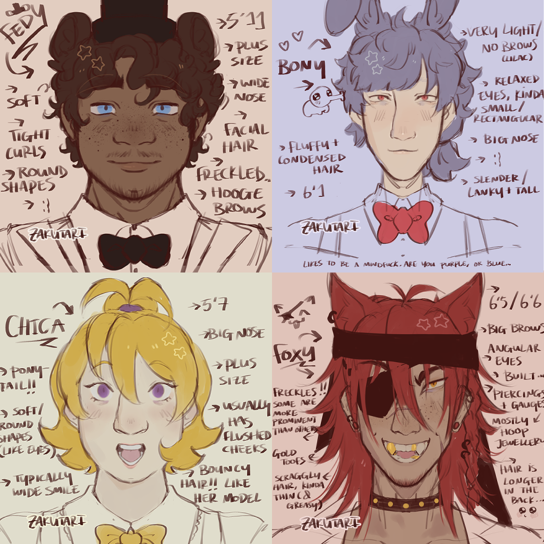 FNAF 1 HUMANS - PORTRAITS by @zakutari – Sheezy.Art