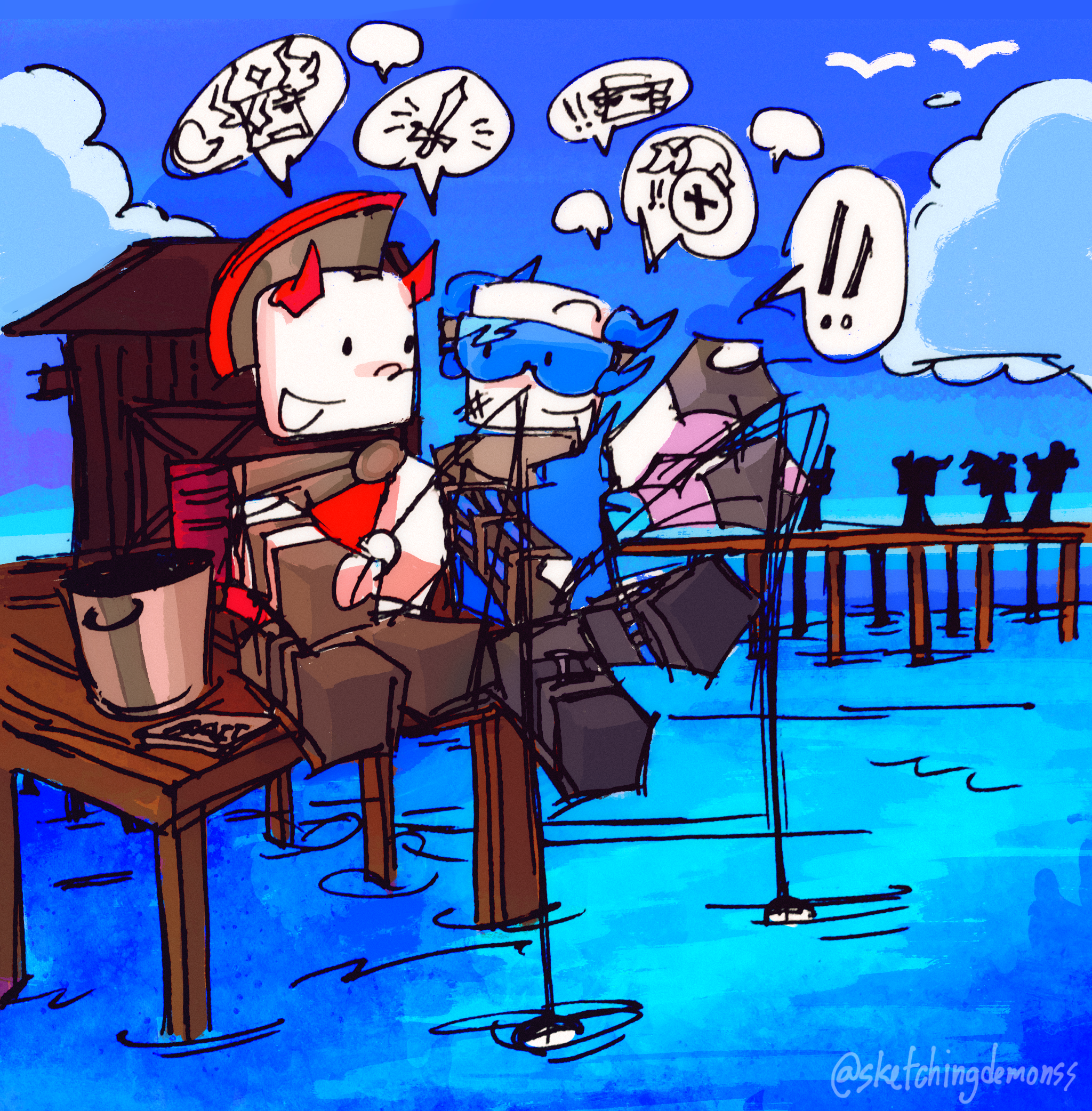 rocket and sword fishing by @sketchingdemonss – Sheezy.Art