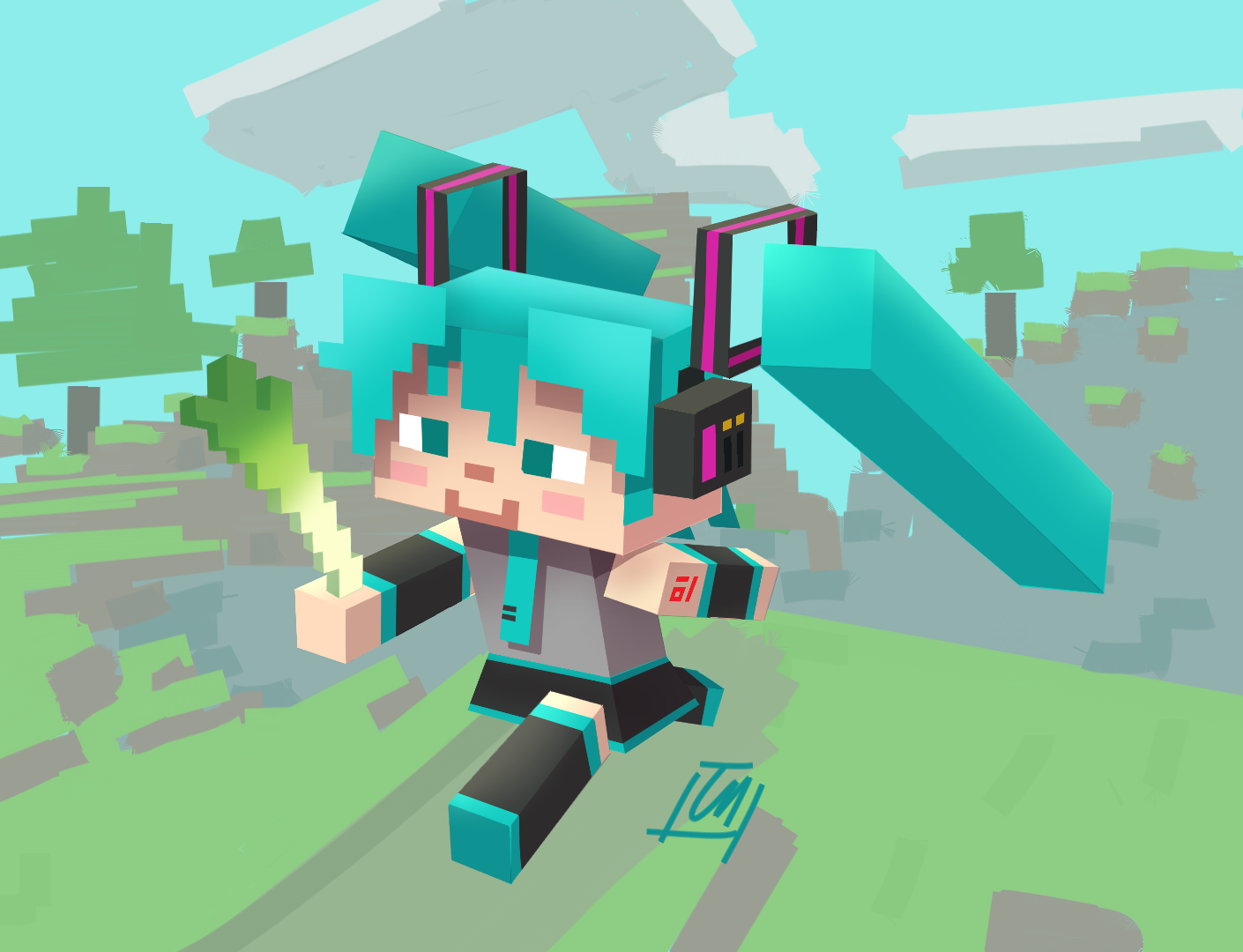 Minecraft Miku by @cronks – Sheezy.Art