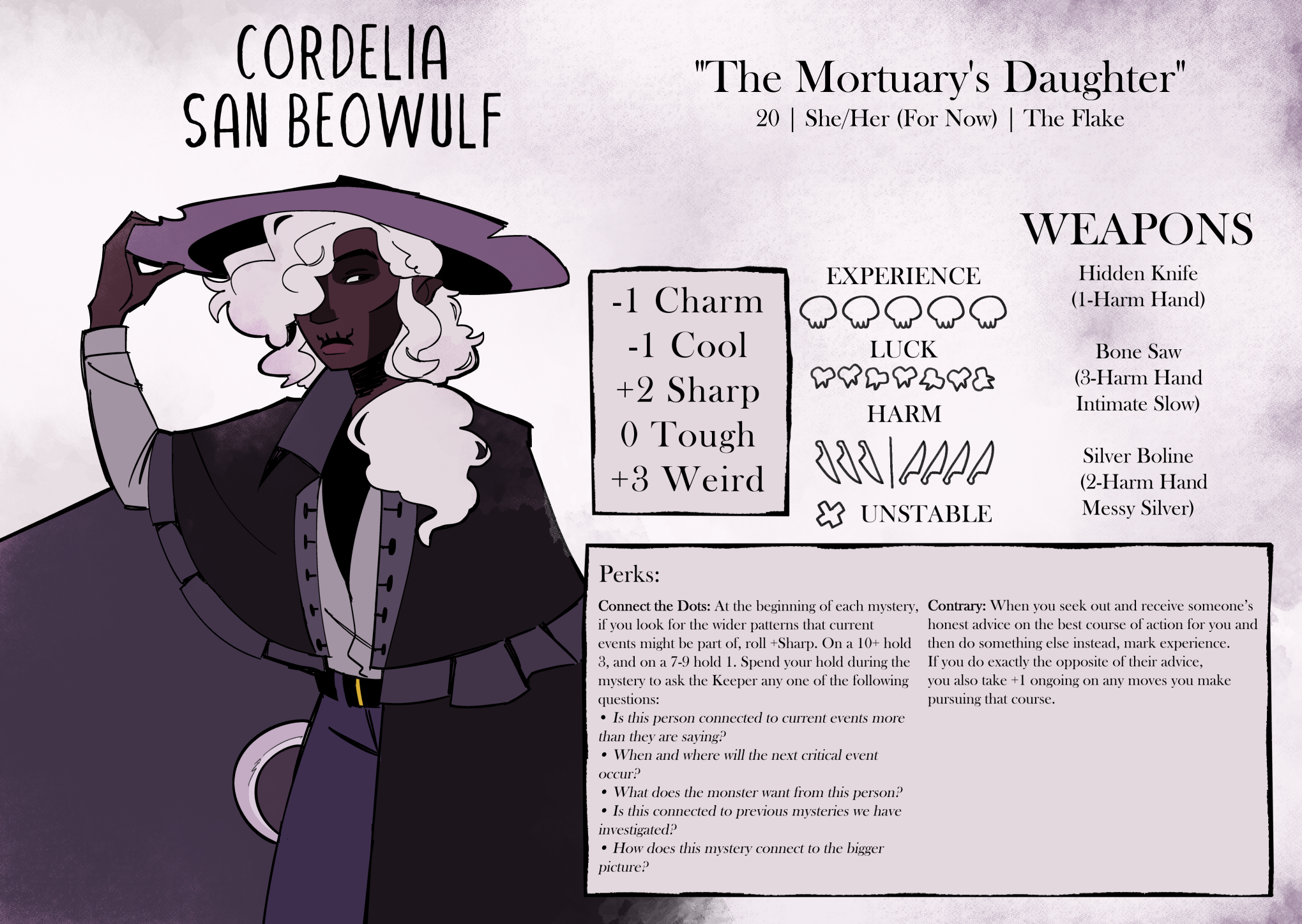 Cordelia Character Sheet by @bewarebugbear – Sheezy.Art