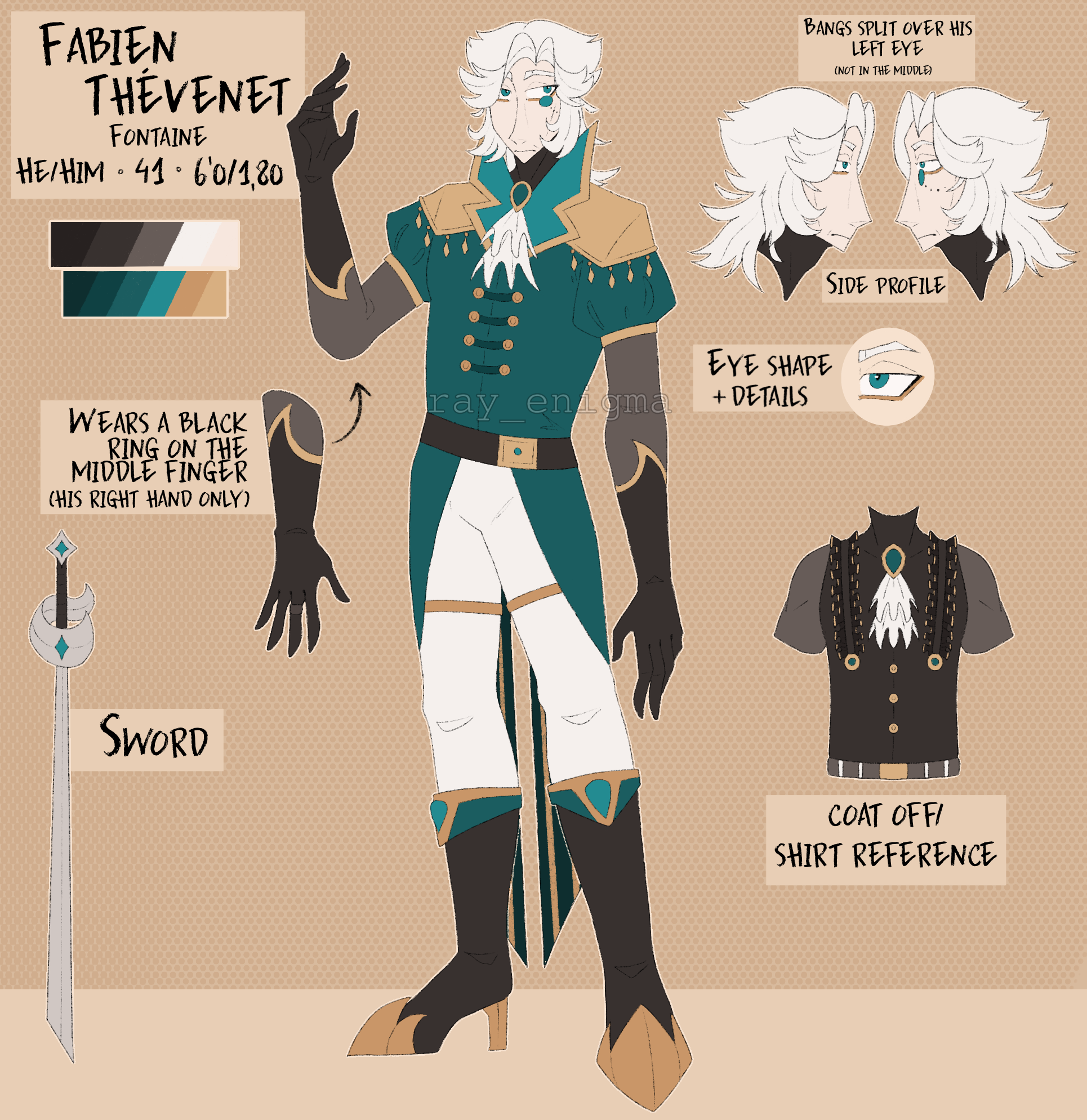 OC Reference Sheet - Fabien by @ray_enigma – Sheezy.Art
