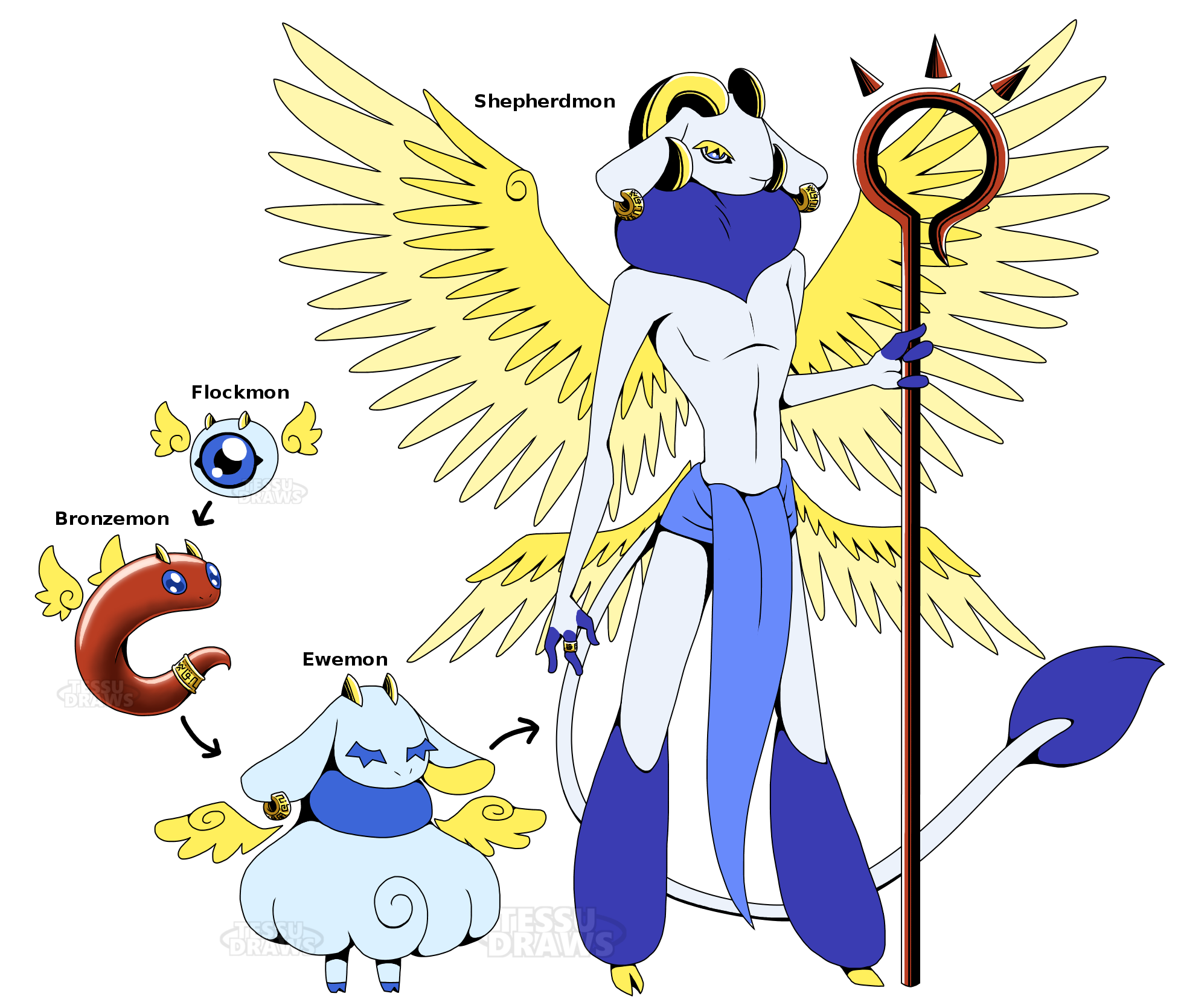 Digimon OC Ewemon evolution line by @TessuDraws – Sheezy.Art