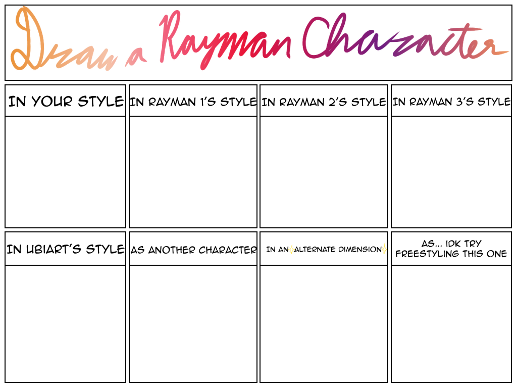 "Draw a Rayman Character!" Meme Template (Foreground) by @raymanchibi ...