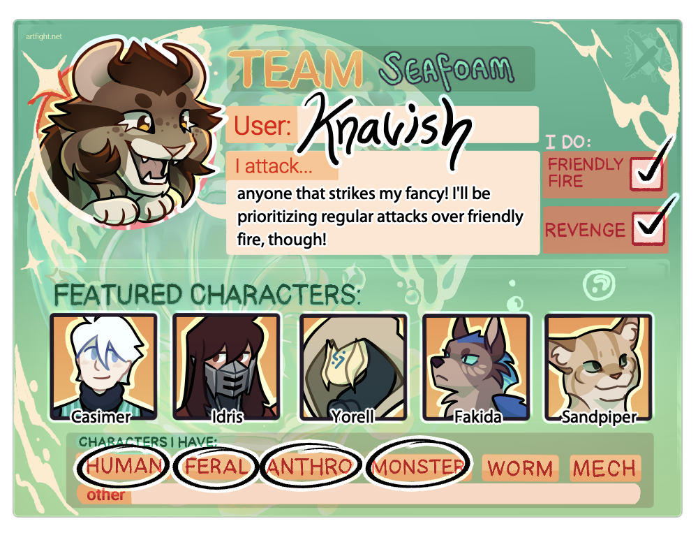 Art Fight 2024 – Team Seafoam by @Knavish – Sheezy.Art