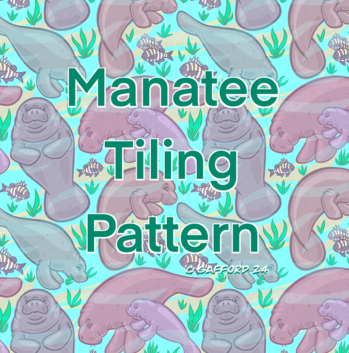 Manatee Fantasy - seamless tiling pattern by @Kittrel – Sheezy.Art
