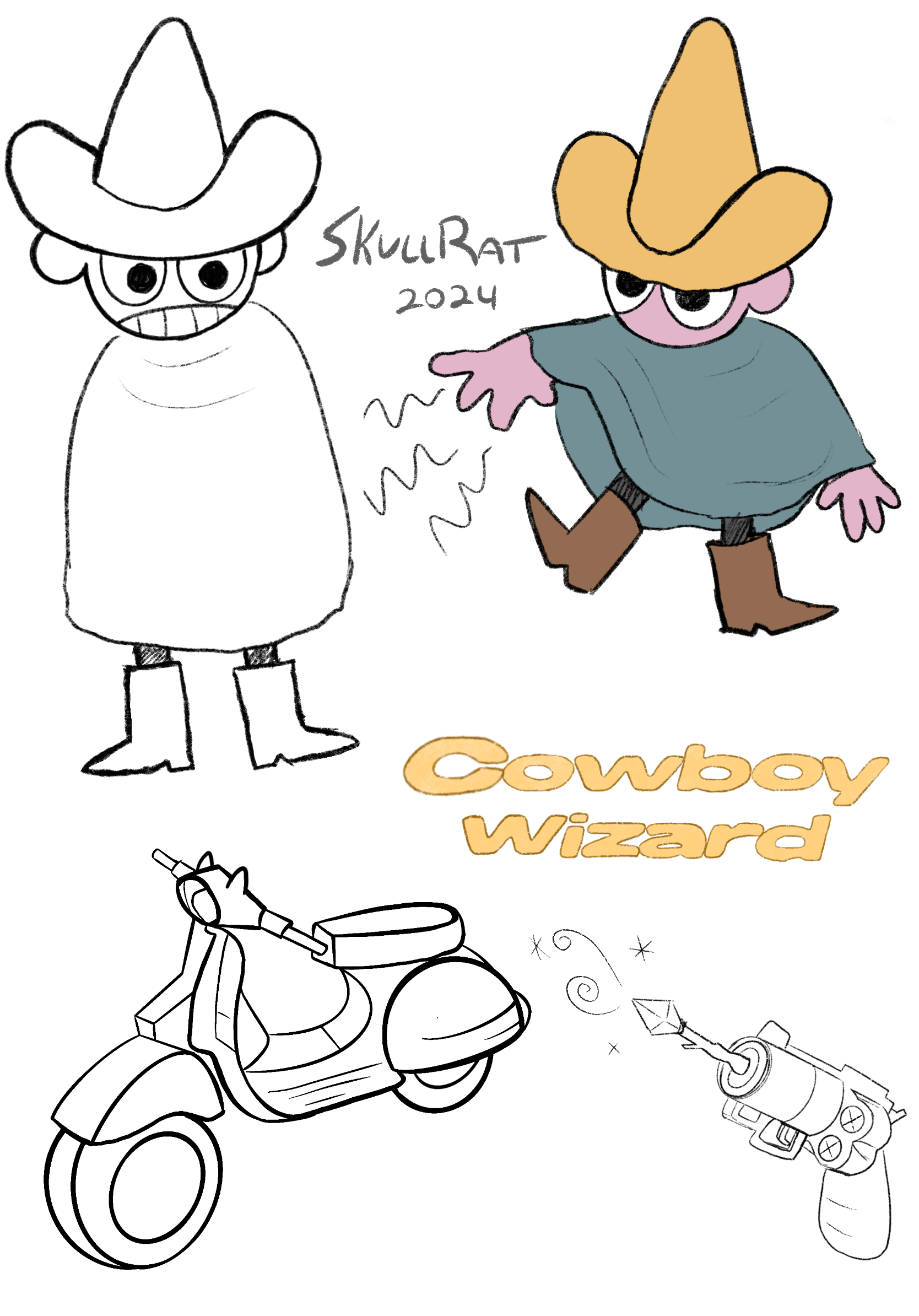 Cowboy Wizard Concept Sheet by @skullrat – Sheezy.Art