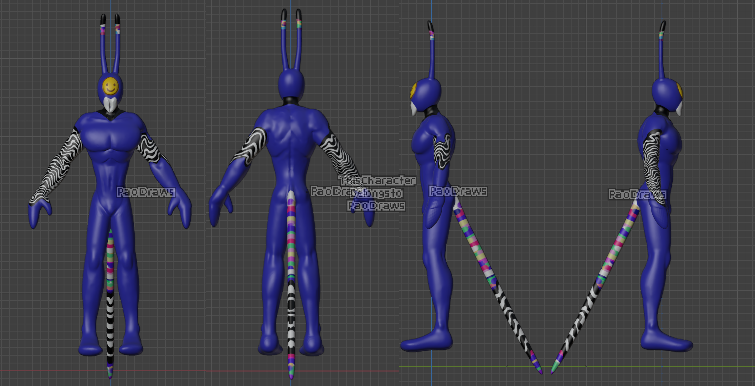 Happy 3D Model Colored by @PaoDraws – Sheezy.Art