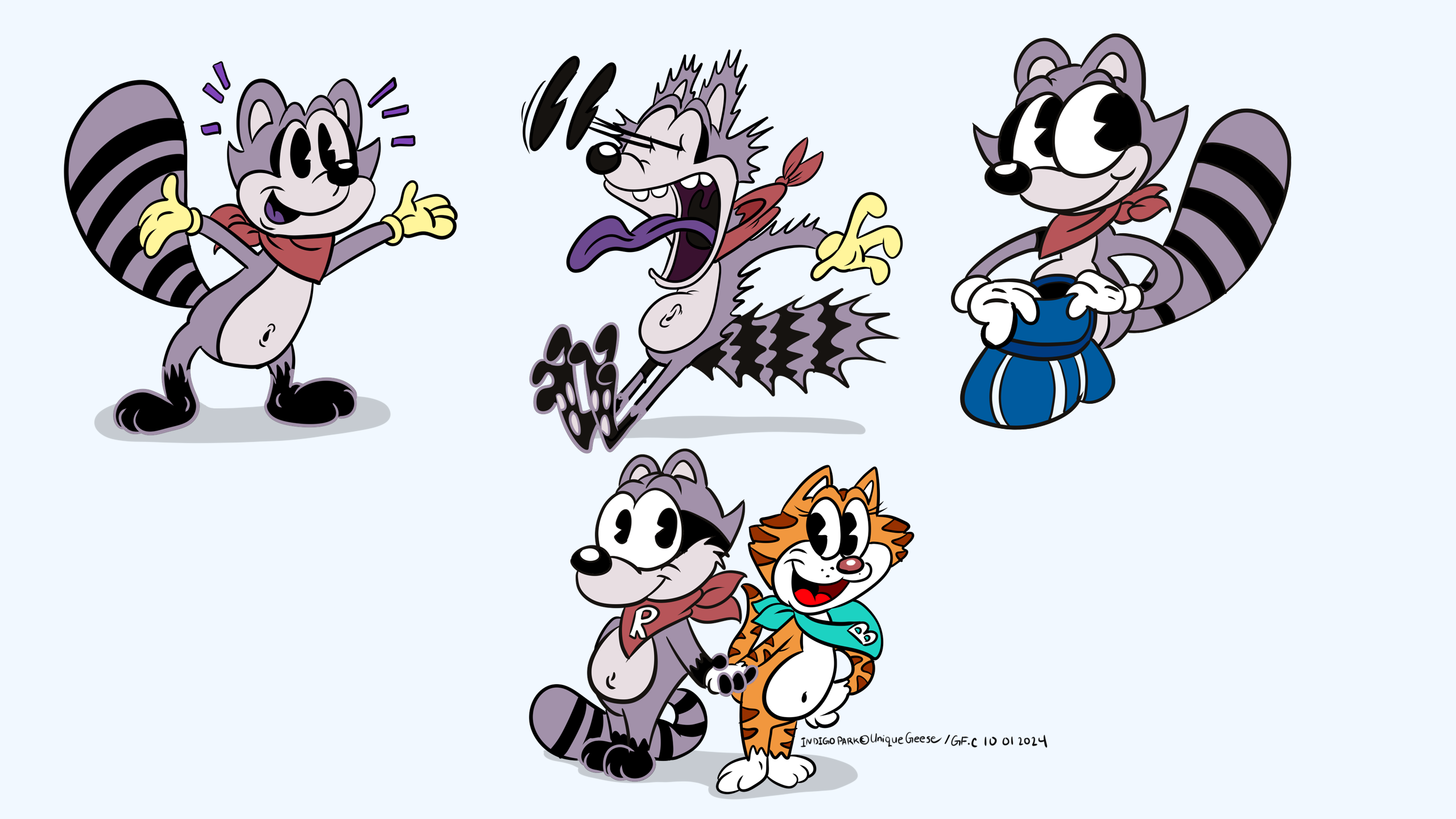 Rubber Hose Rambley Raccoon with Brambley the Cat by @ZBunnyFox ...