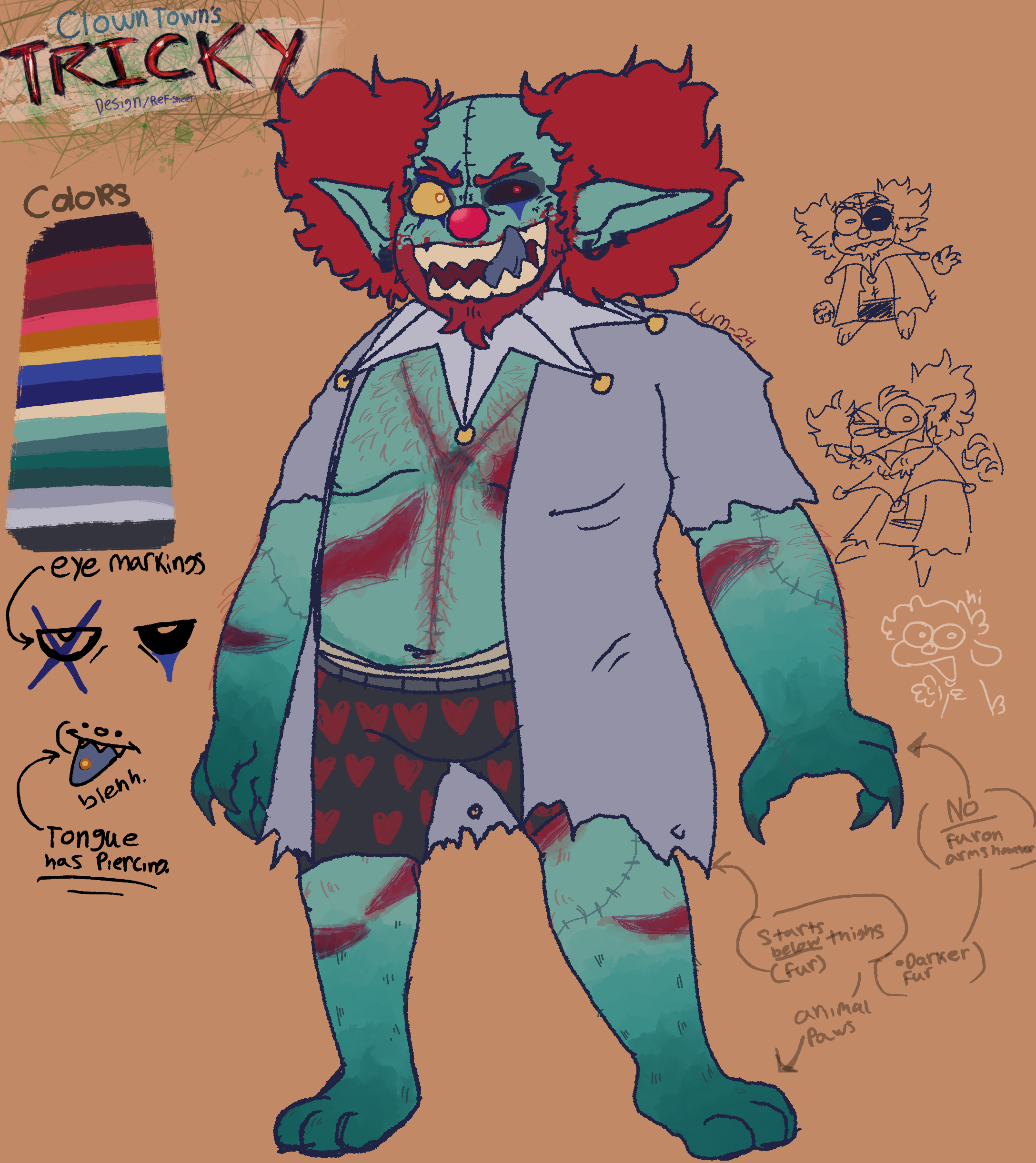 tricky design refsheet (2024) by @ClownTown – Sheezy.Art