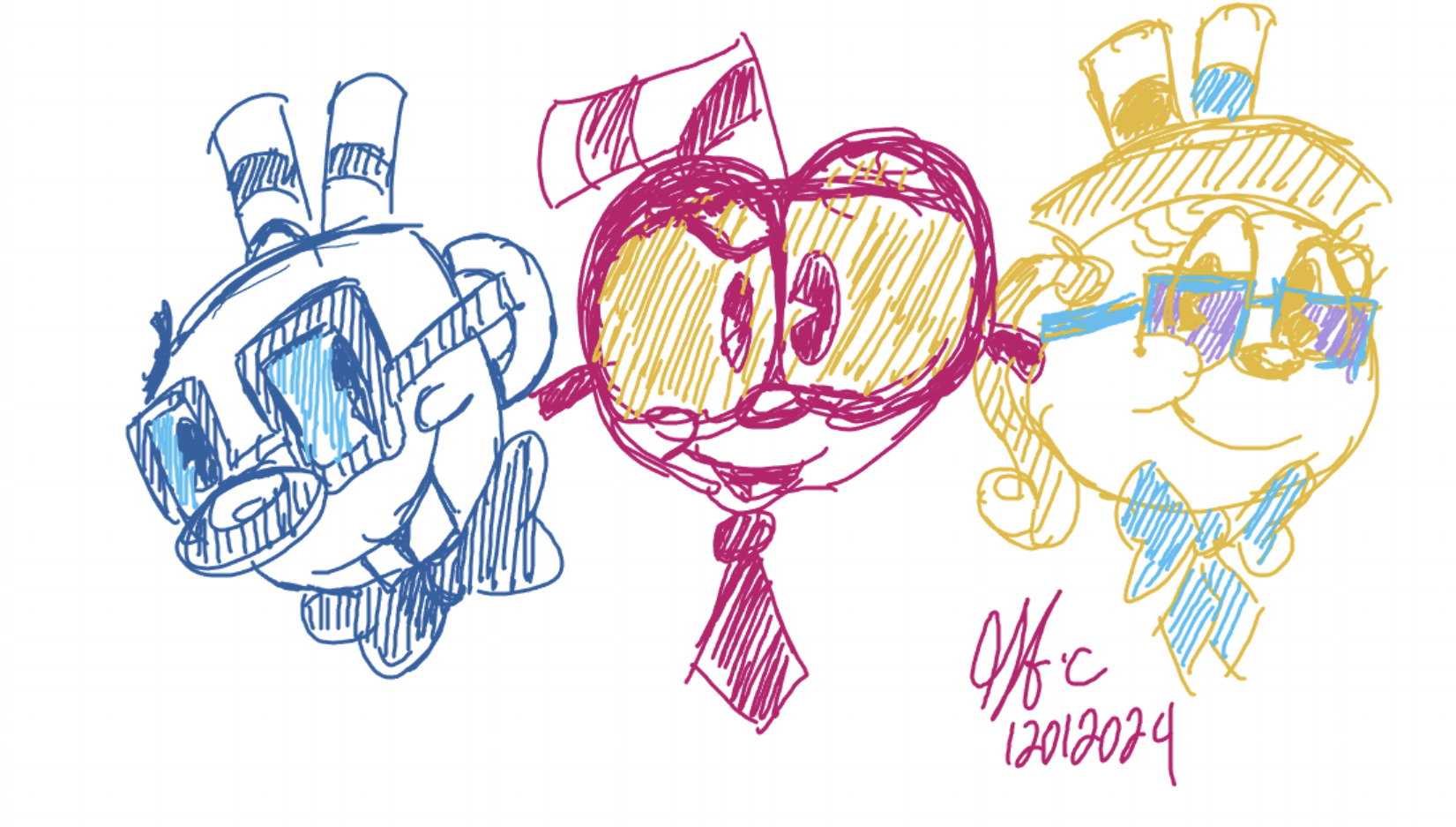 Cuphead Trio-Nerdy Cuties 2024 by @ZBunnyFox – Sheezy.Art