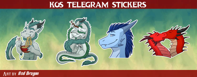 Telegram Stickers: Kos the Dragon by @reddragon1989 – Sheezy.Art