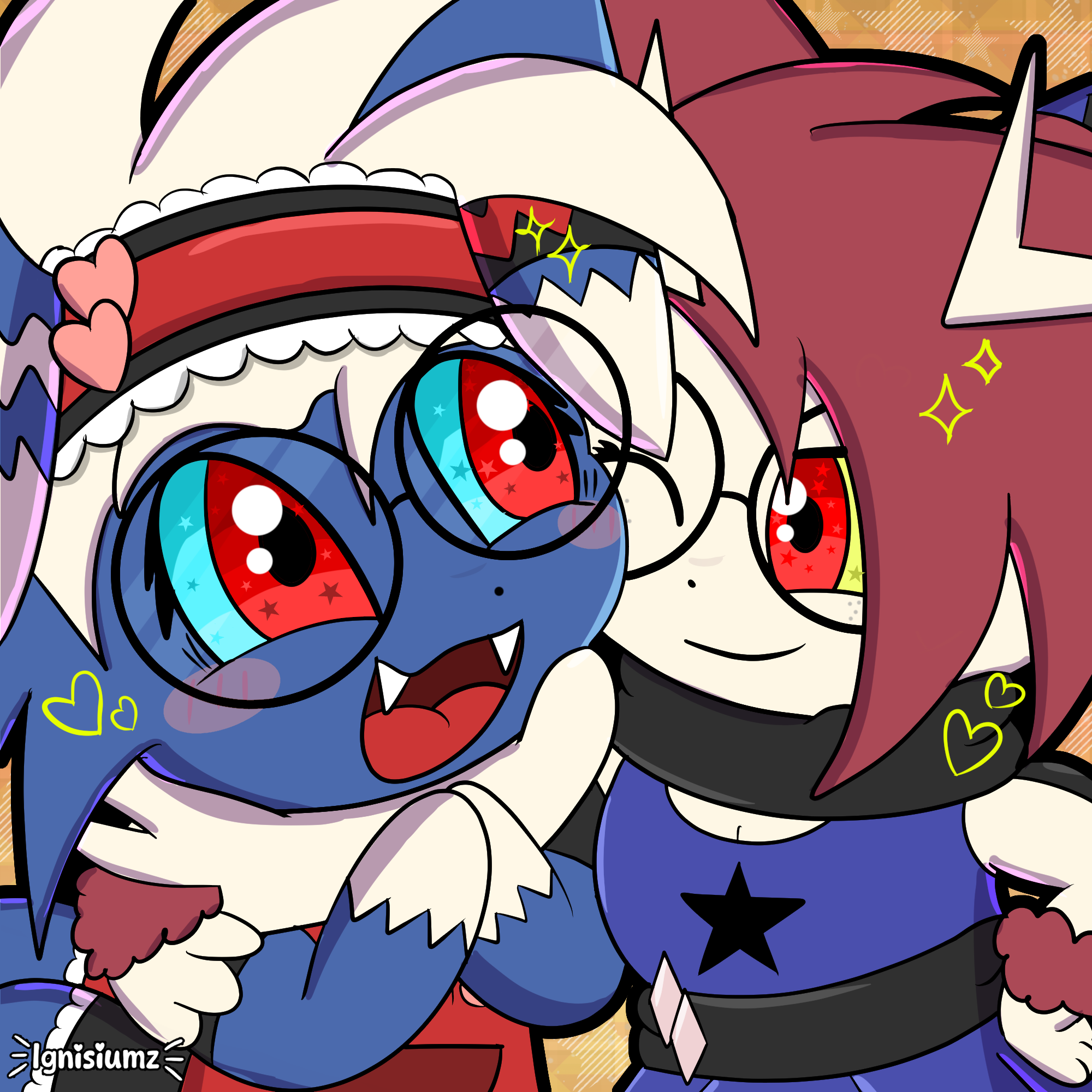 Igni ♀️ male-Meowstic and Lumi Lopunny hugs by @Ignisiumz – Sheezy.Art