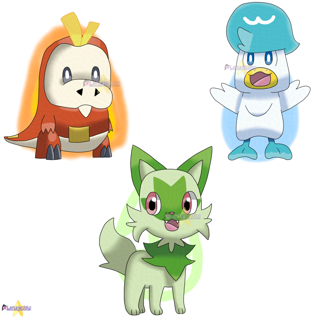 Pokemon Gen IX starters (2022) by @Lerunechka – Sheezy.Art