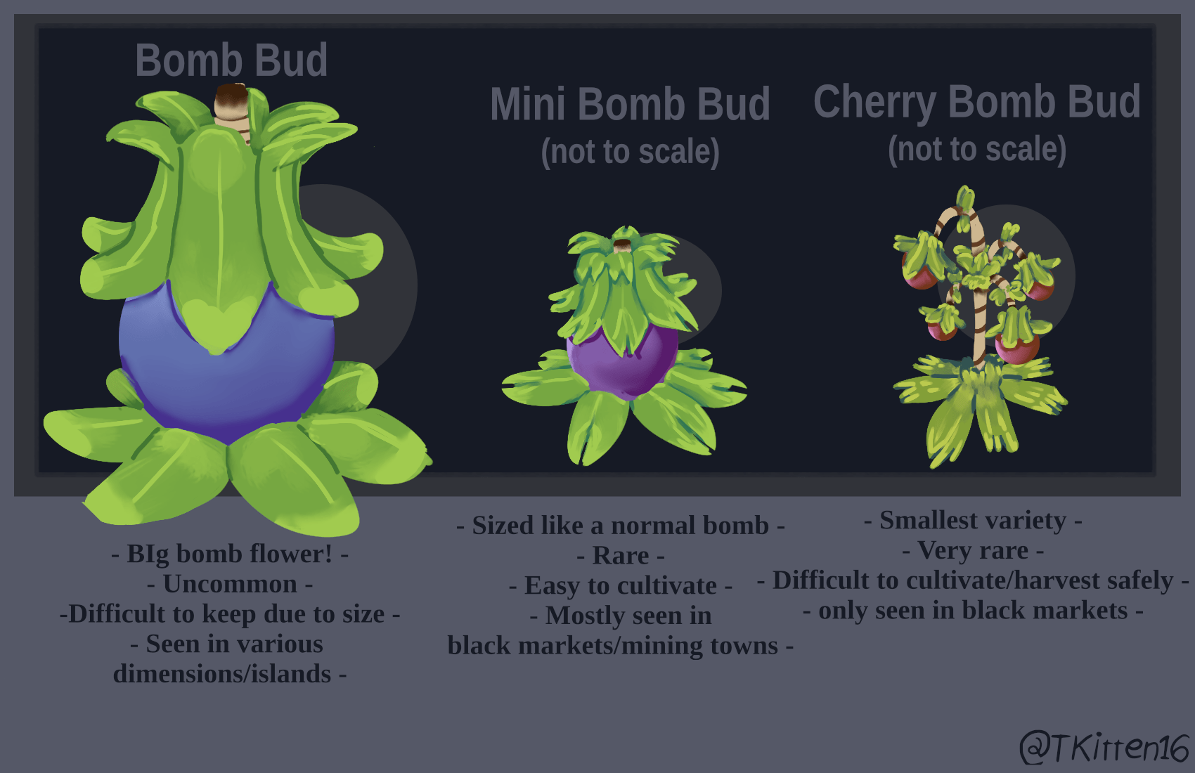 Bomb Bud varieties - fanmade plant varieties by @TKitten16 – Sheezy.Art