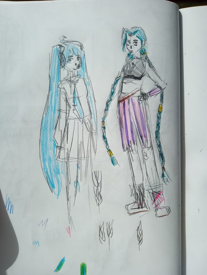 jinx and miku sketch by @stargazer_aaa – Sheezy.Art