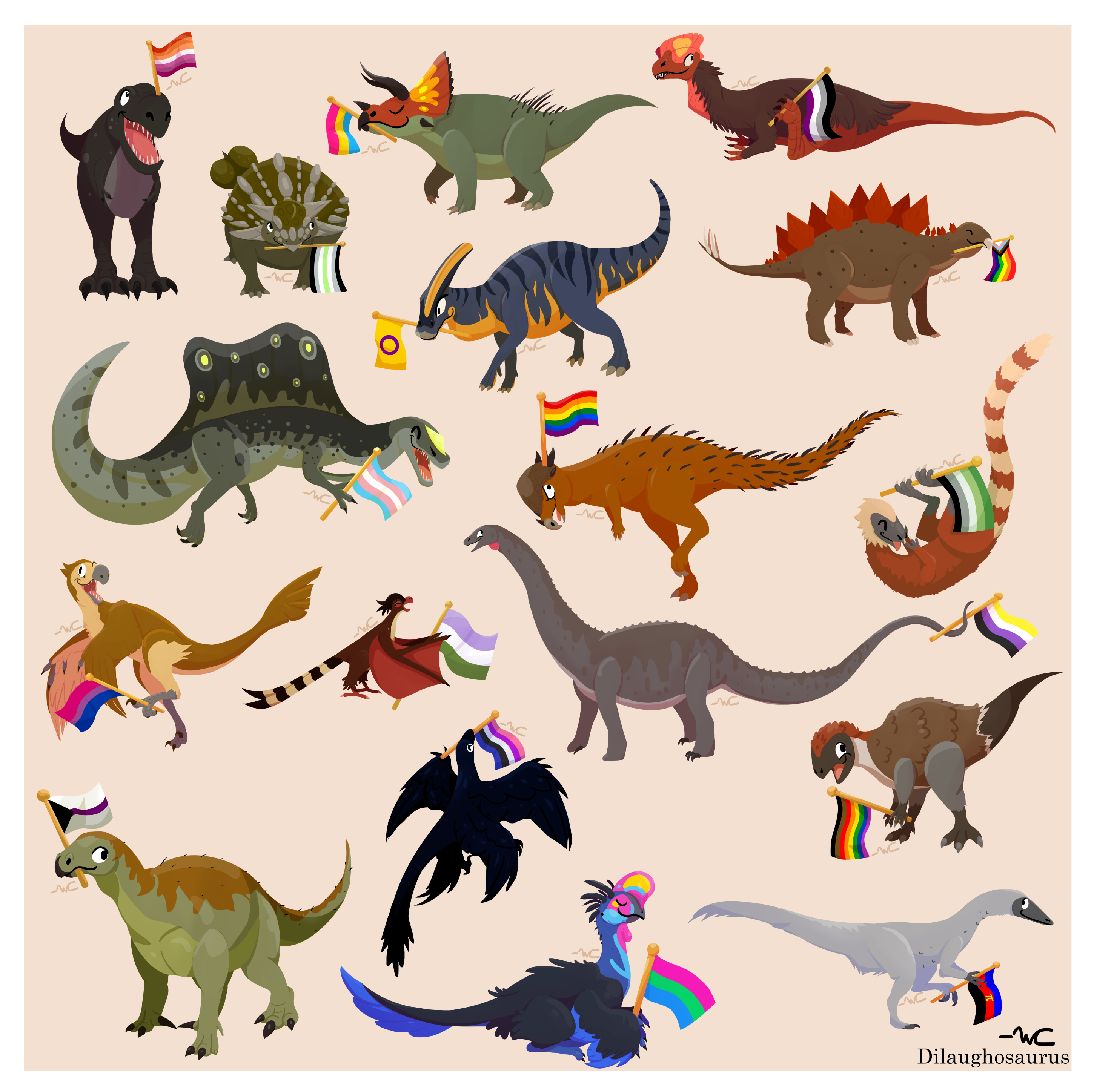 Pride Dinosaurs by @Dilaughosaurus – Sheezy.Art