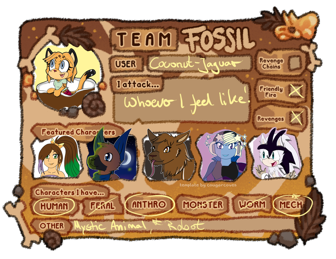 Artfight 2025 - Team Fossil by @Coconut-Jaguar – Sheezy.Art