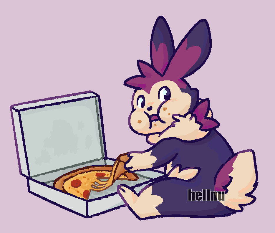 Lillybee eating a whole pizza box by @hellnu – Sheezy.Art