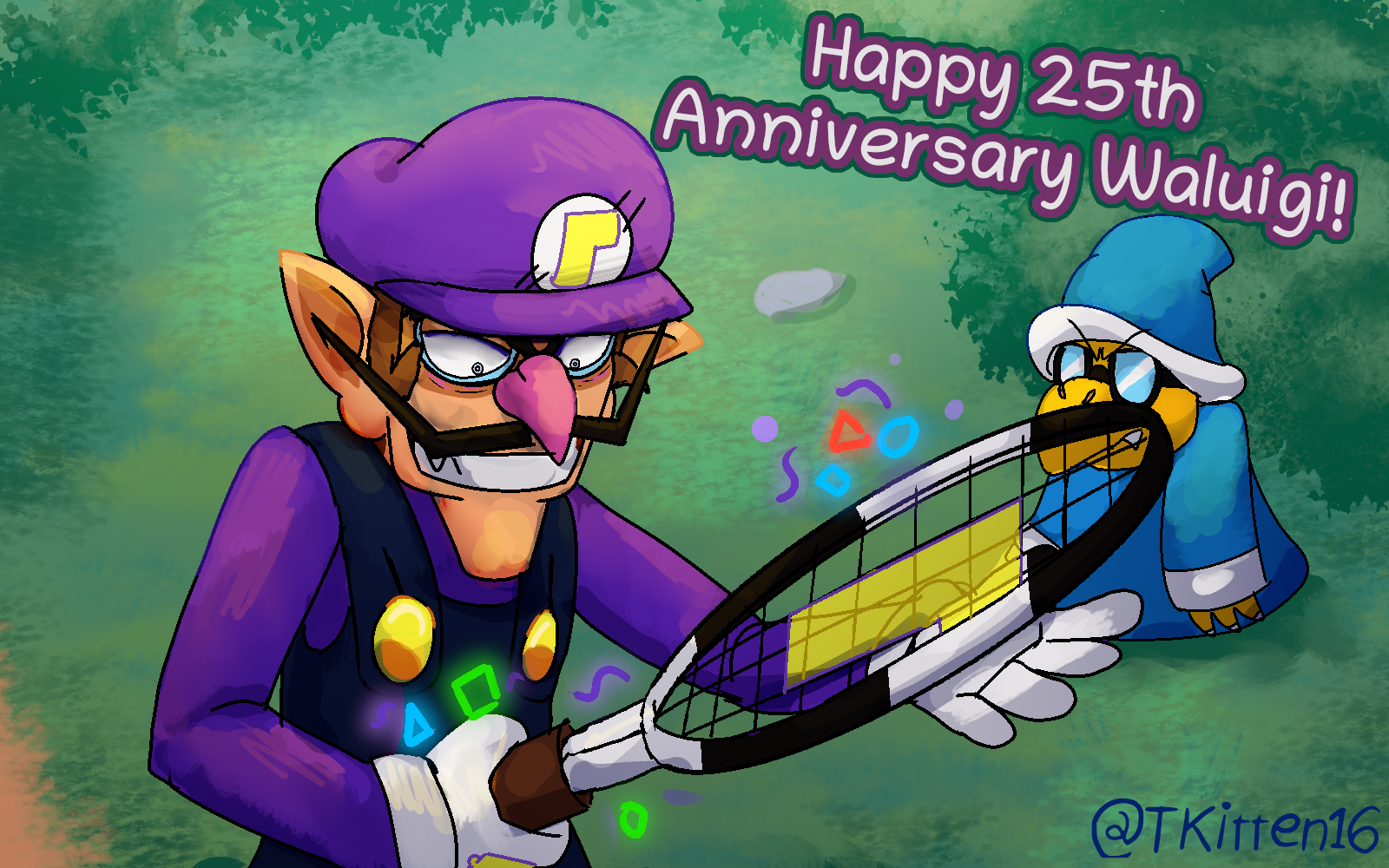 Waluigi 25th Anniversary doodle by @TKitten16 – Sheezy.Art