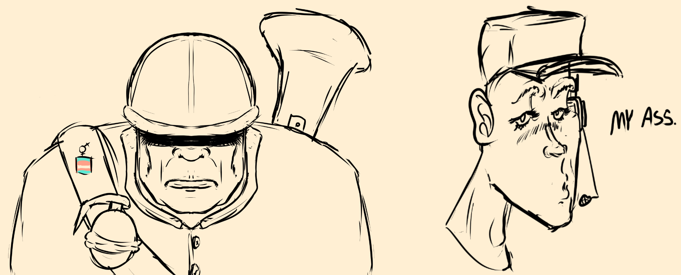 #oldart trans-ally soldier and random scout drawing by @Gin – Sheezy.Art