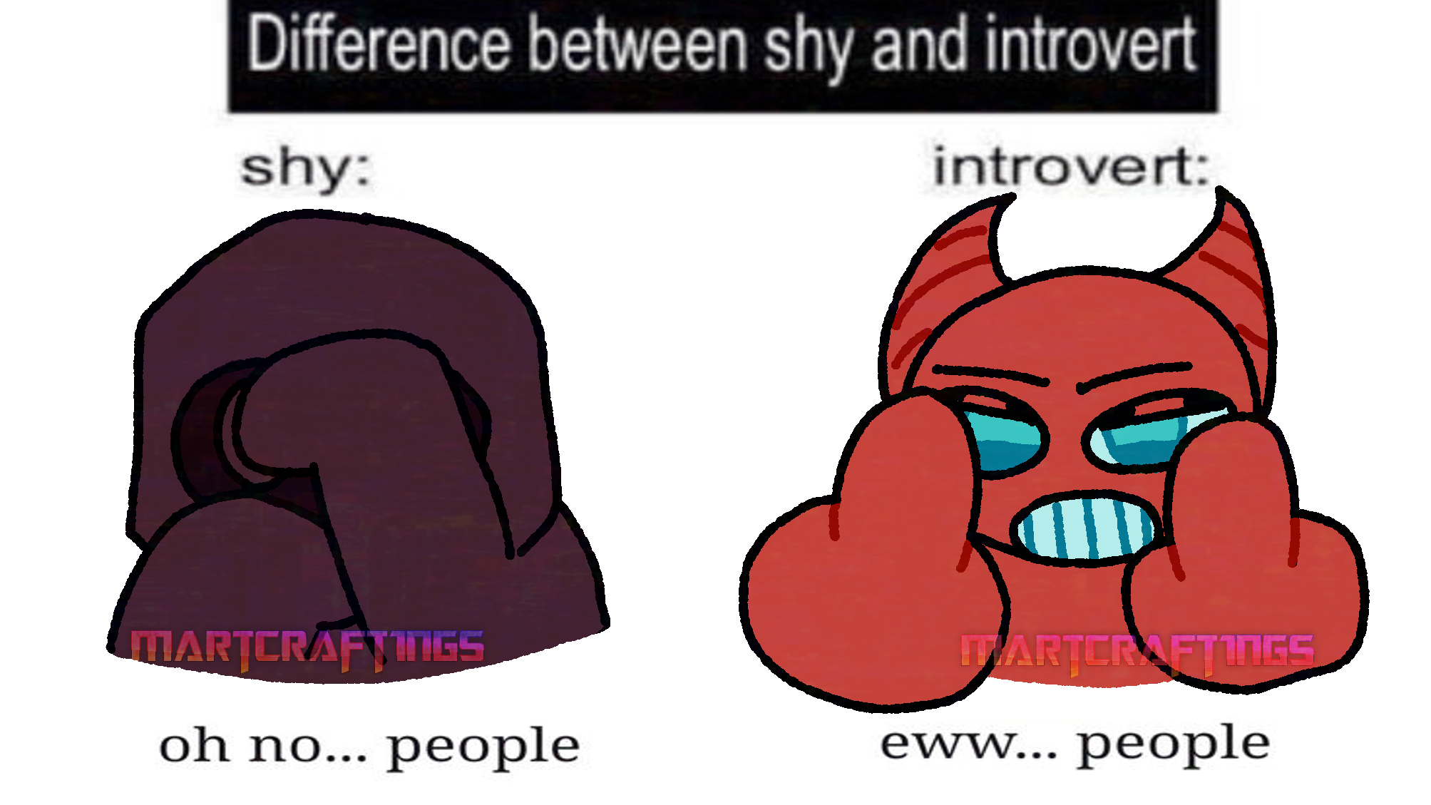 Difference between shy and introvert by @martcraft1ngs – Sheezy.Art