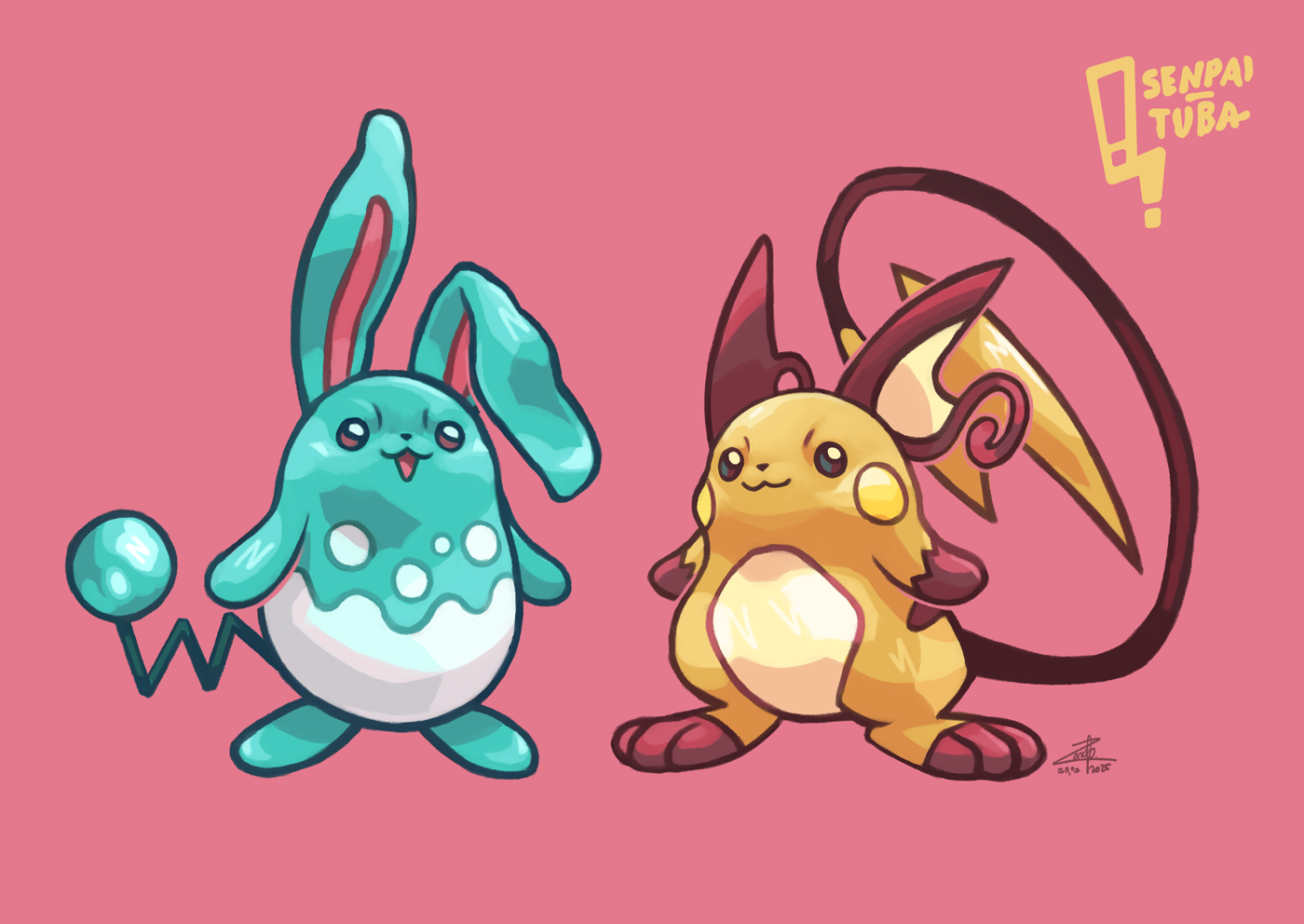 Azumarill and Raichu by @senpai-tuba – Sheezy.Art