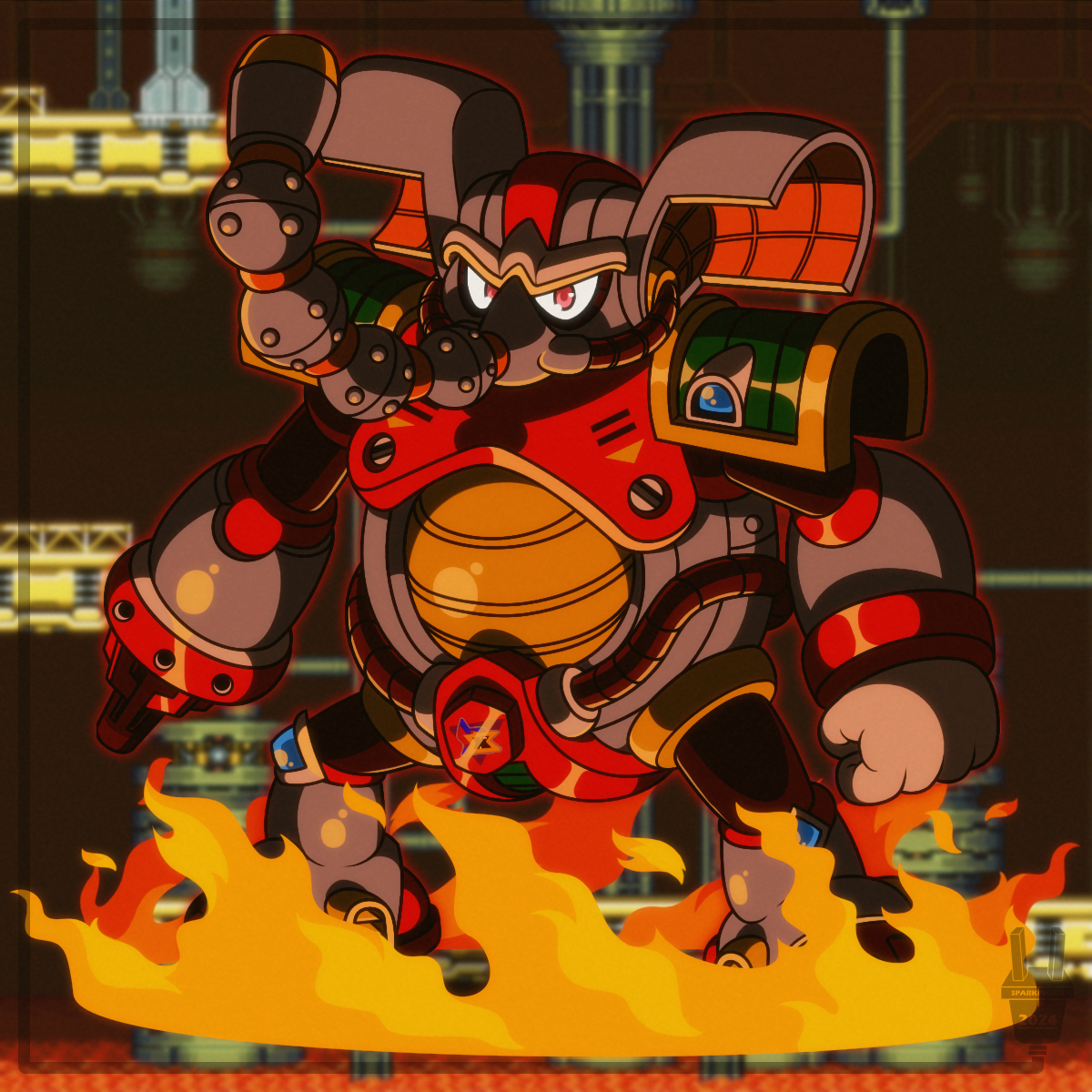 Fan Art - Flame Mammoth (Mega Man X Collab 2024) by @SparkPlugg ...